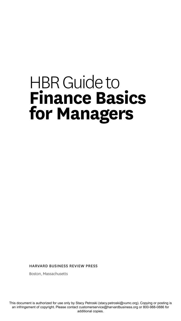 HBR Guide to Finance Basics for Managers – E-books Max30