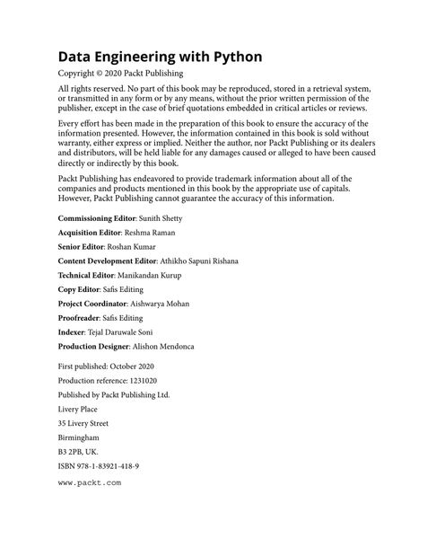 Data Engineering with Python: Work with massive datasets to design dat – E-books Max30