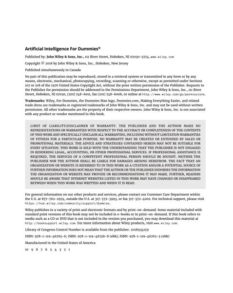 Artificial Intelligence For Dummies – E-books Max30