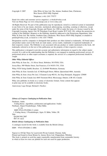 Coding Theory: Algorithms, Architectures, and Applications – E-books Max30