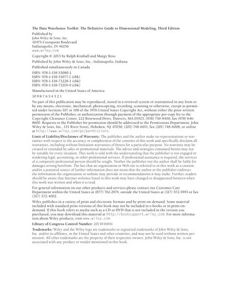 The Data Warehouse Toolkit The Definitive Guide To Dimensional Modeli