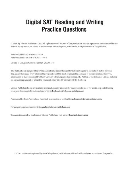 Digital SAT Reading and Writing Practice Questions – E-books Max30