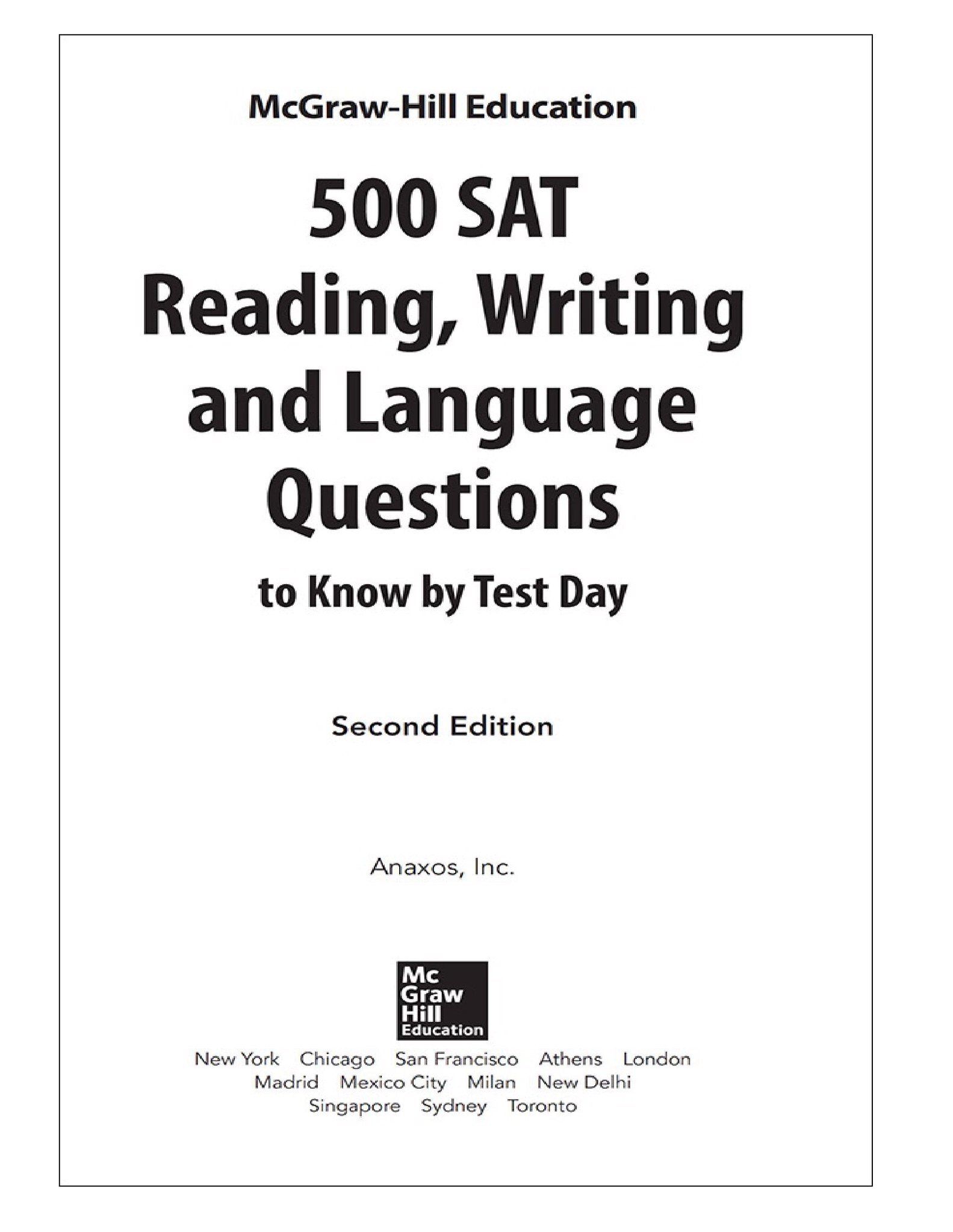500 SAT Reading, Writing and Language Questions to Know by Test Day, 2 ...