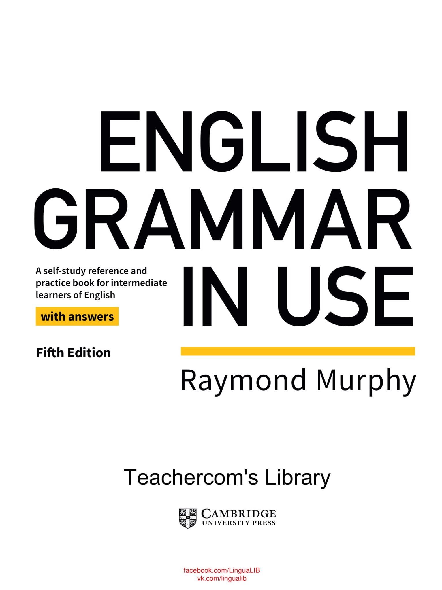 English Grammar In Use Book With Answers 5th Edition printed In Blac