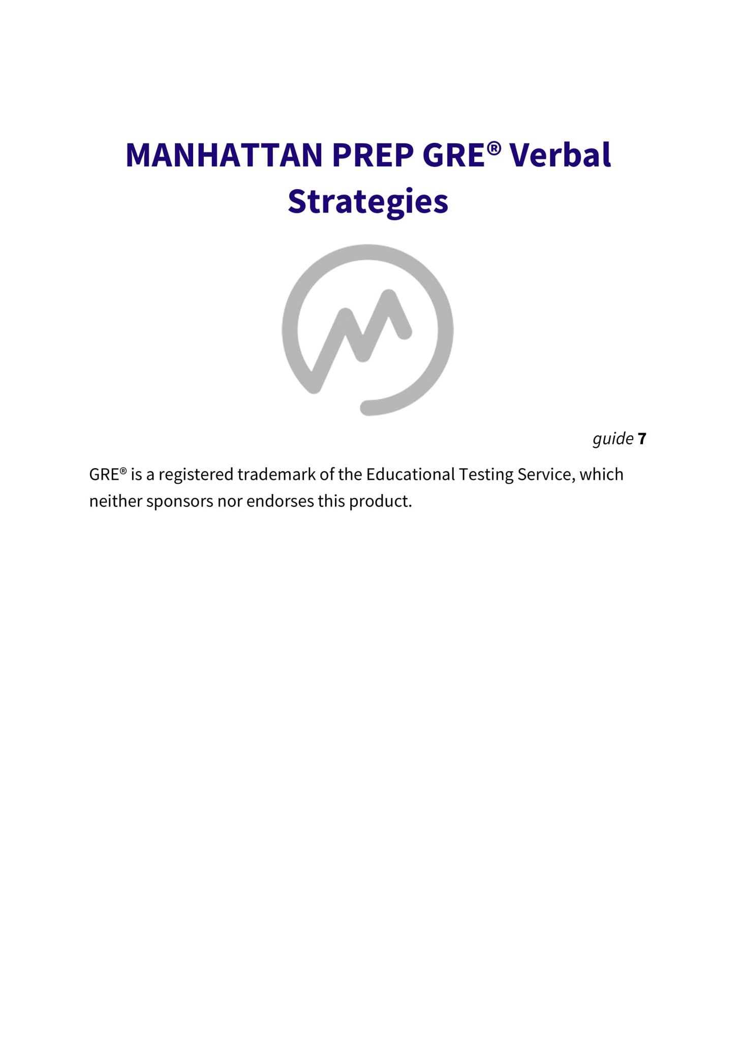 Manhattan Prep GRE Verbal Strategies – E-books Max30