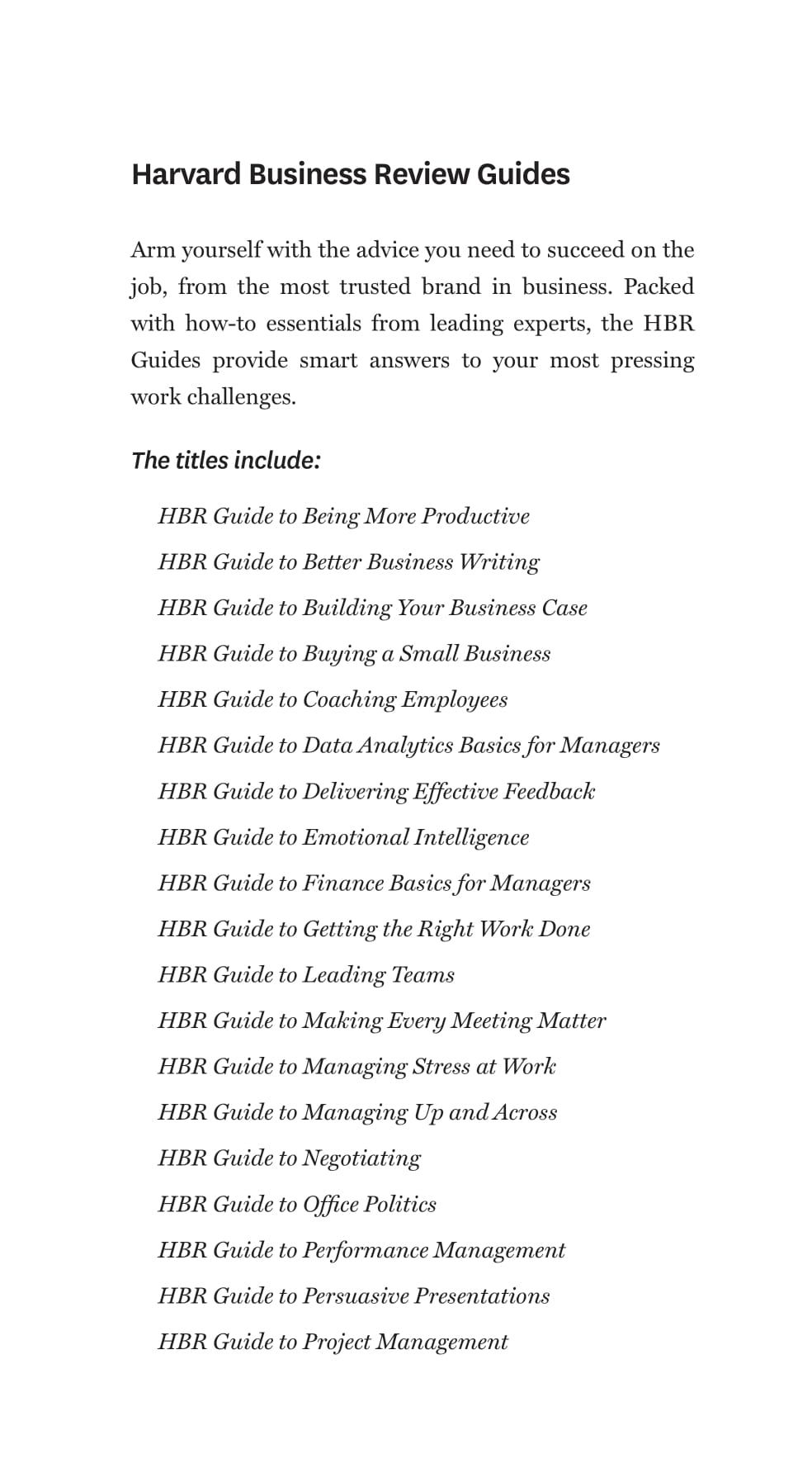 HBR Guide to Data Analytics Basics for Managers – E-books Max30