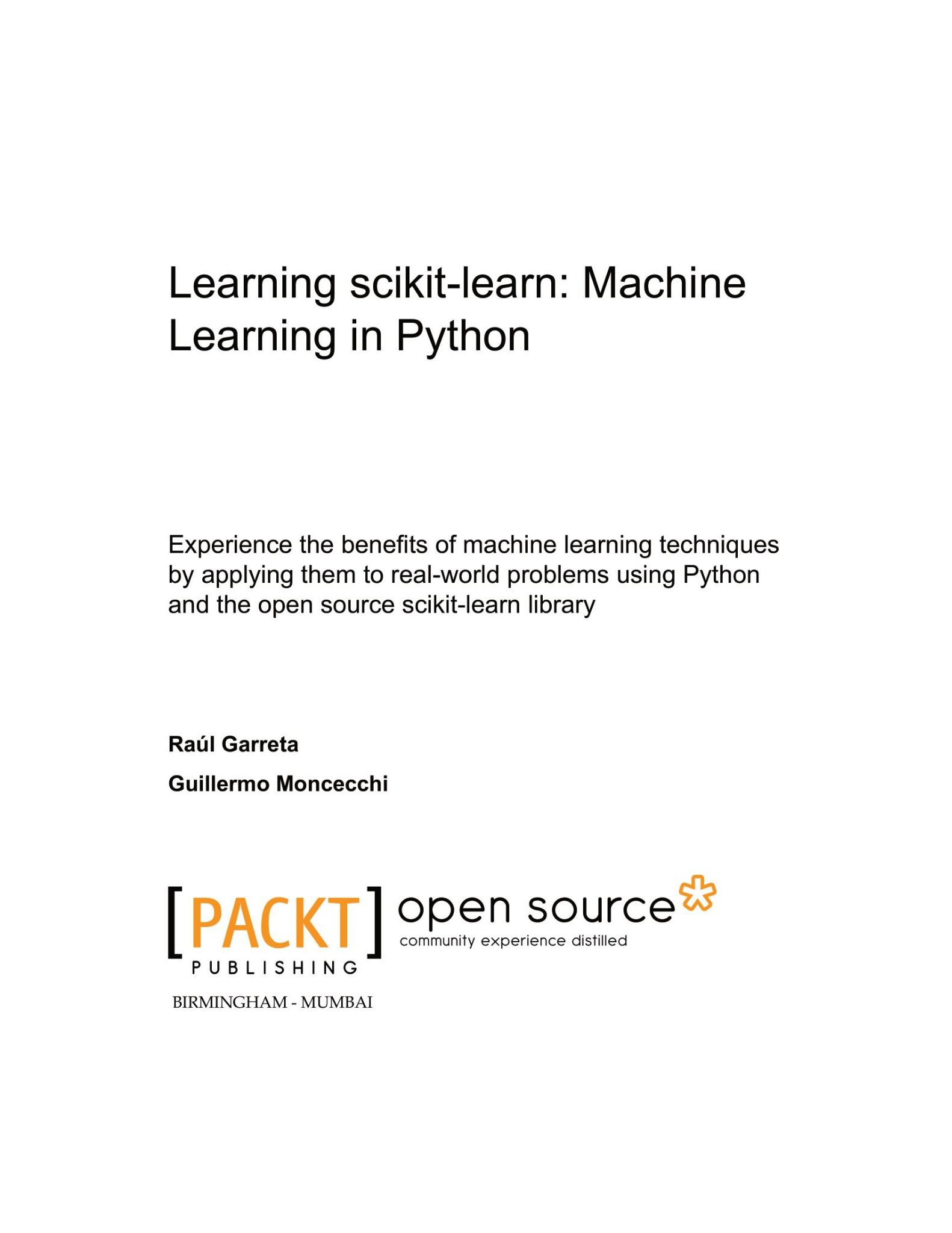 Learning scikit-learn: Machine Learning in Python – E-books Max30 Learning scikit-learn: Machine Learning in Python – E-books Max30