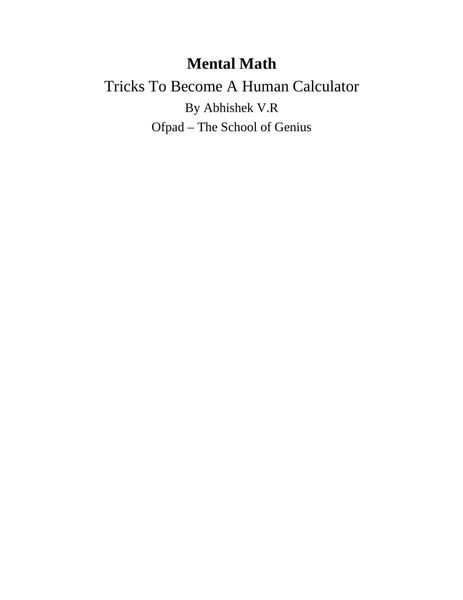 Mental Math: Tricks To Become A Human Calculator – E-books Max30