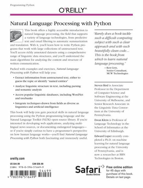 Natural Language Processing with Python: Analyzing Text with the Natur ...
