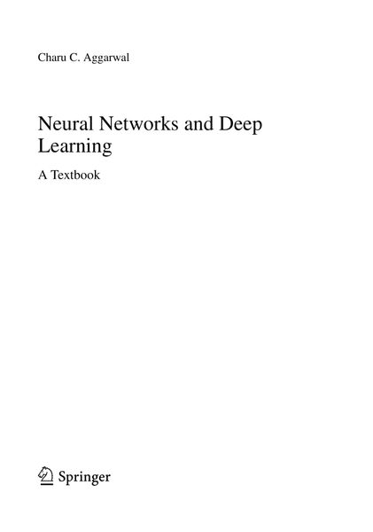Neural Networks and Deep Learning: A Textbook, 2018 Edition – E-books Max30
