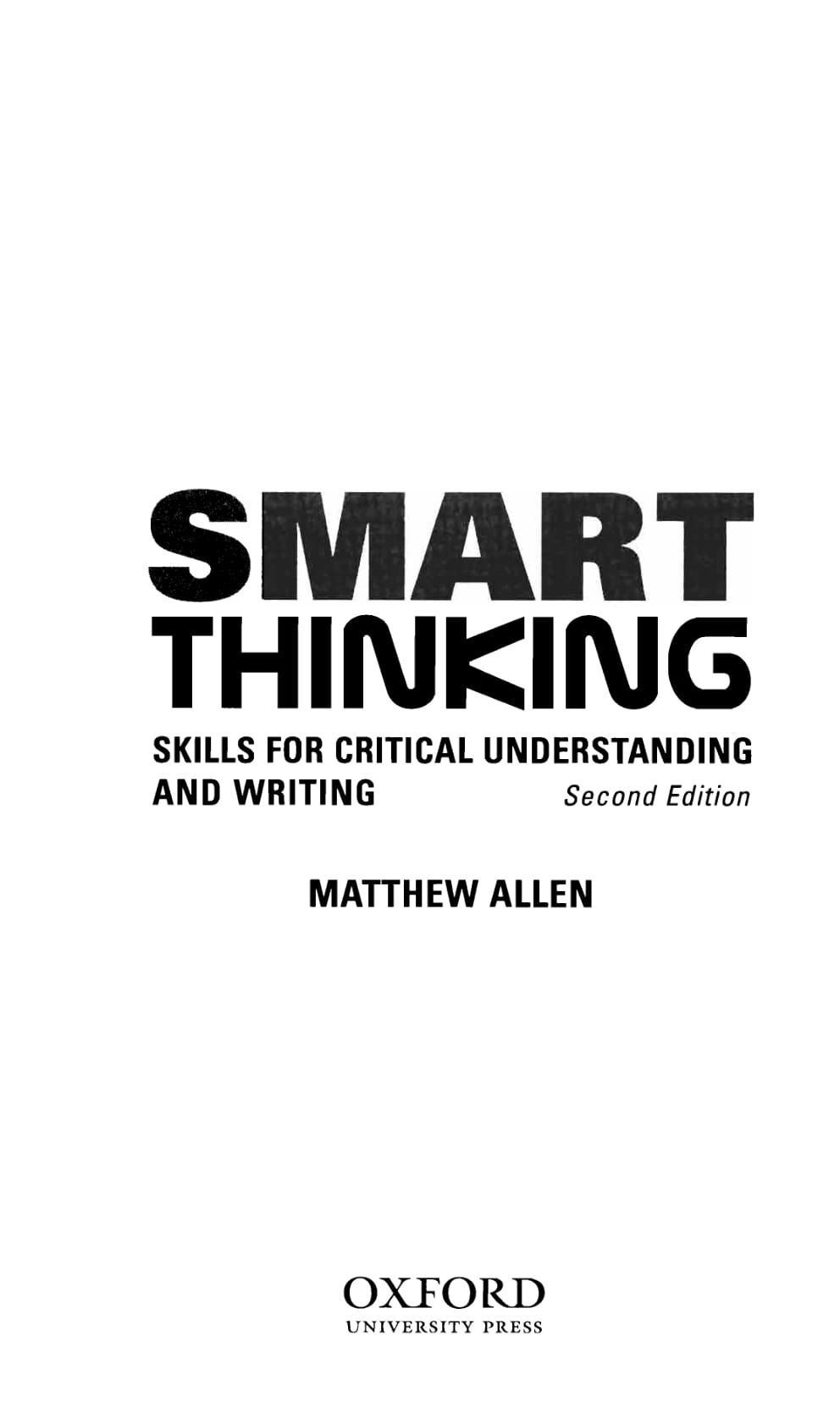 Smart Thinking: Skills for Critical Understanding and Writing – E-books ...