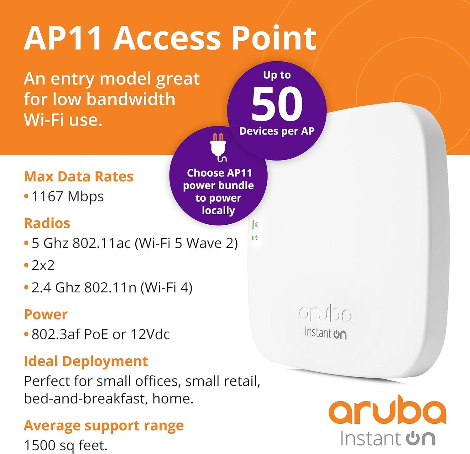 Thiết bị thu phát sóng không dây HPE Aruba Instant On AP 11