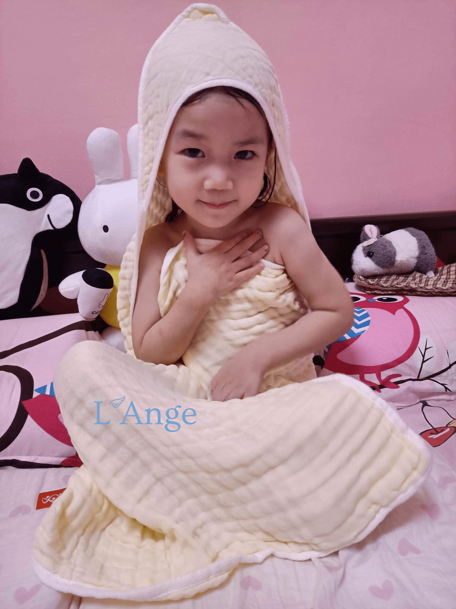 L'ANGE KHĂN TẮM VẢI BÔNG CÓ NÓN 6 LỚP 65X65 – YODEE Việt Nam