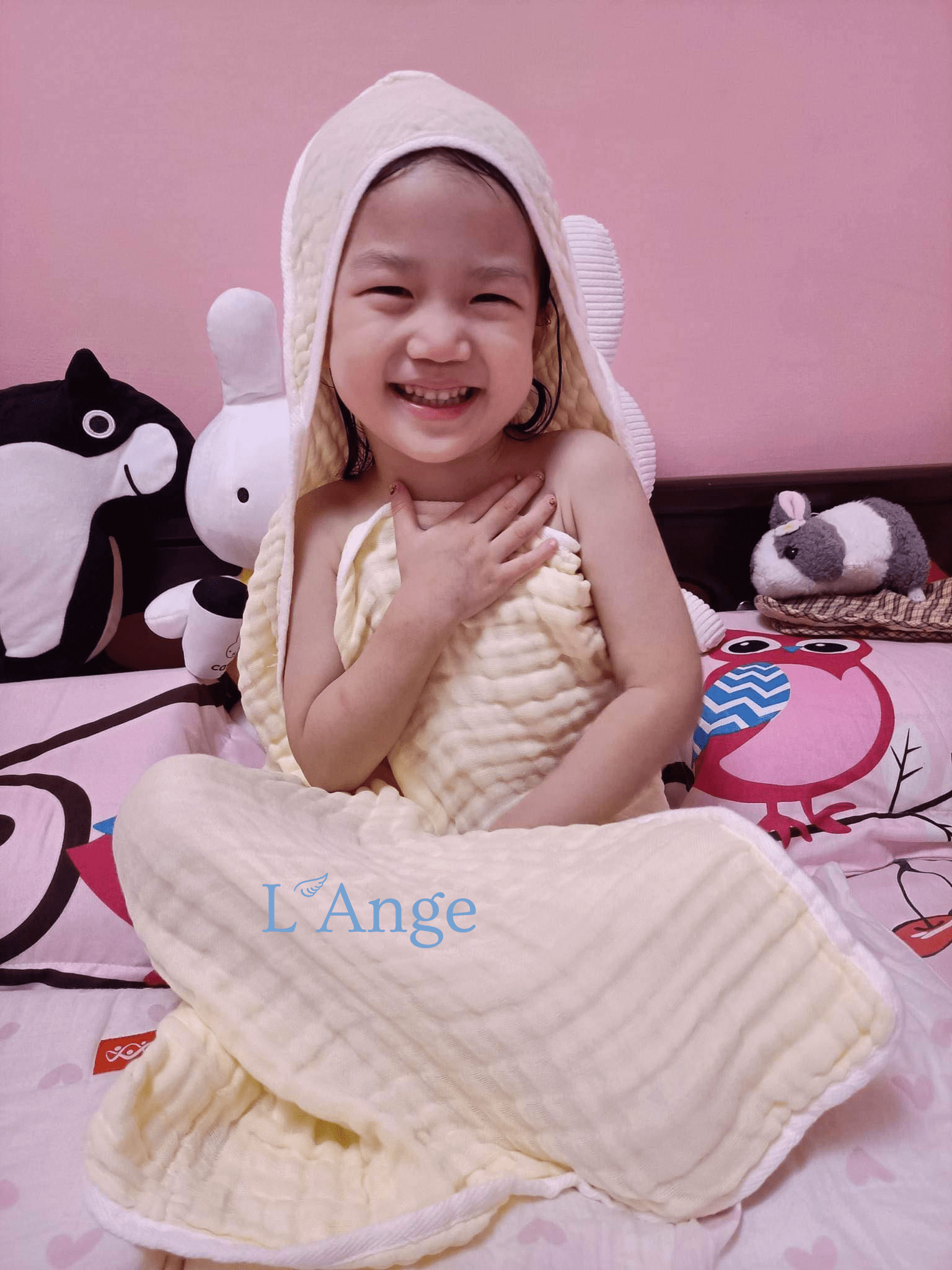 L'ANGE KHĂN TẮM VẢI BÔNG CÓ NÓN 6 LỚP 65X65 – YODEE Việt Nam