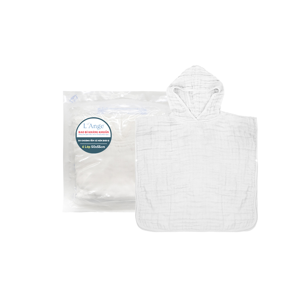L'ANGE ÁO CHOÀNG TẮM CÓ NÓN VẢI BÔNG 6 LỚP 50x55cm (SIZE S) – YODEE Việt Nam