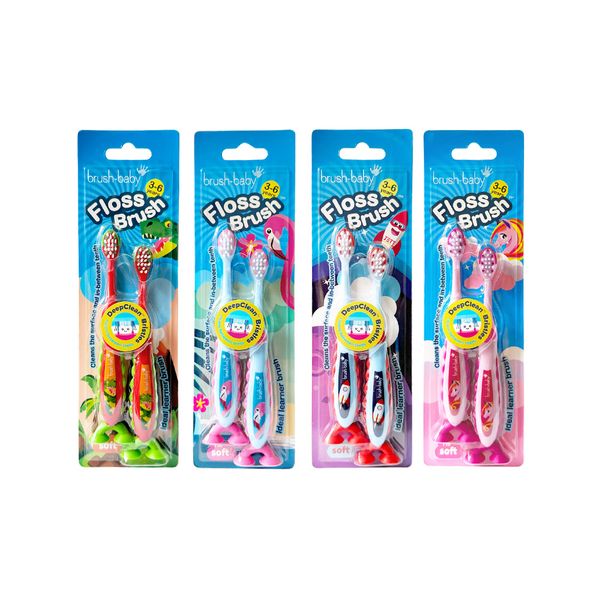 BRUSH-BABY BỘ 2 BÀN CHẢI ĐÁNH RĂNG FLOSSBRUSH CÓ ĐẾ HÍT TIỆN LỢI, DỄ D – YODEE Việt Nam