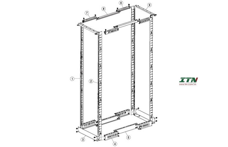 618367482 - 4-Post Open Frame Rack, Height 48U, Black – Công ty TNHH ...