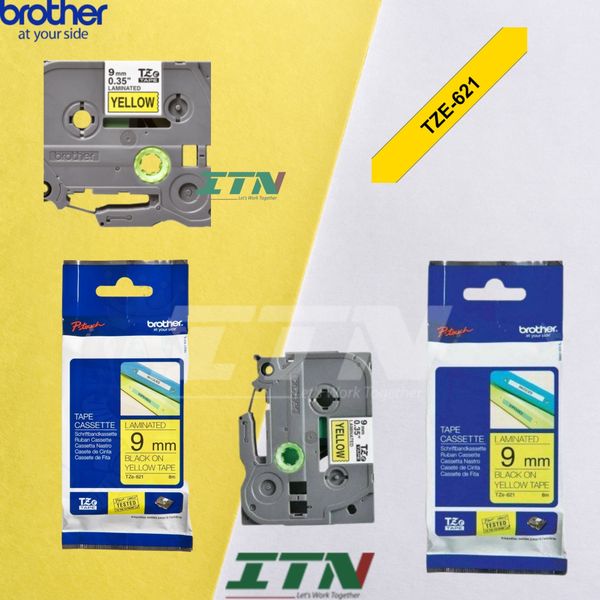 Nhãn in brother Tze-621 9mm chữ đen nền vàng – Công ty TNHH Thương Mại ITN