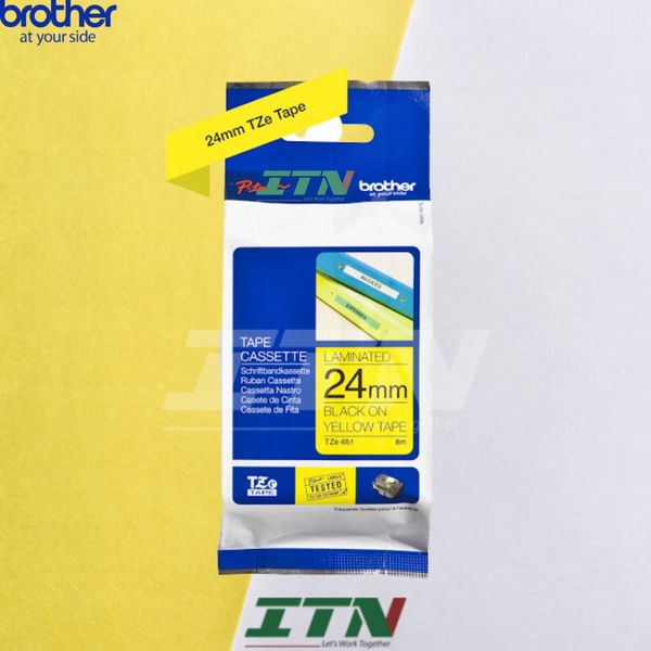 Nhãn in brother Tze-651 24mm chữ đen nền vàng – Công ty TNHH Thương Mại ITN