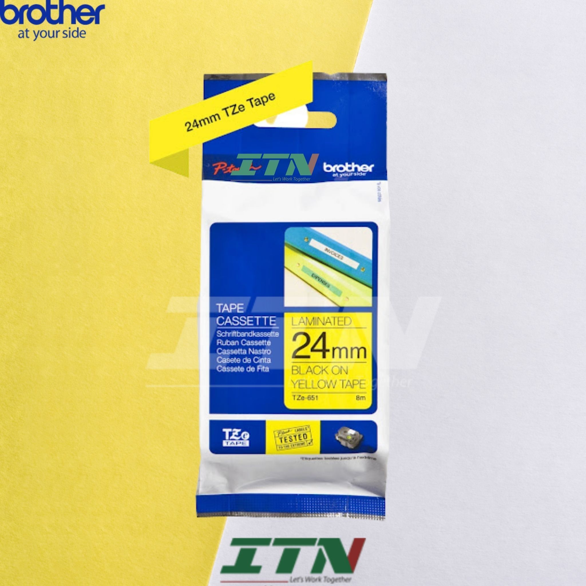 Nhãn in brother Tze-651 24mm chữ đen nền vàng – Công ty TNHH Thương Mại ITN