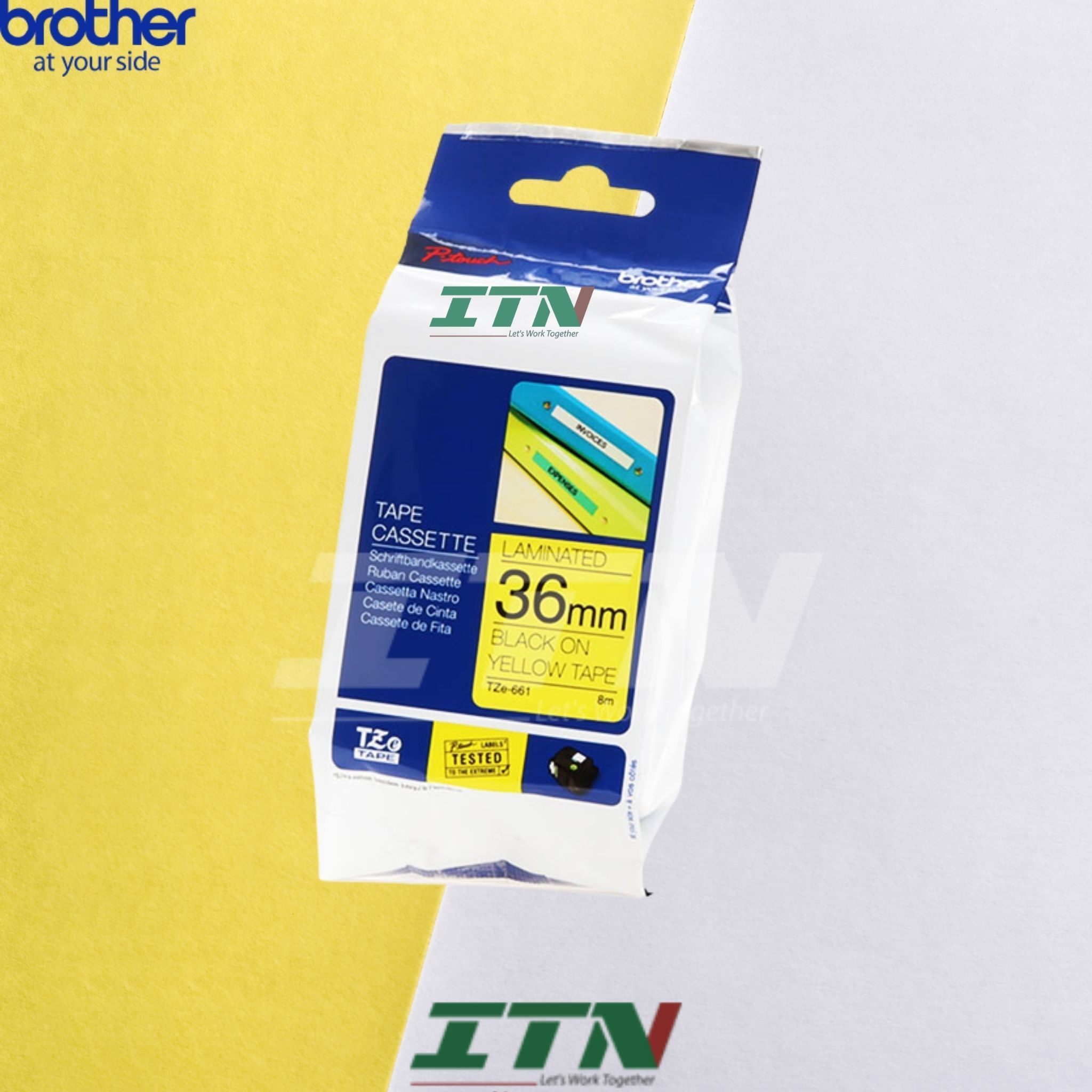 Nhãn in brother Tze-661 36mm chữ đen nền vàng – Công ty TNHH Thương Mại ITN