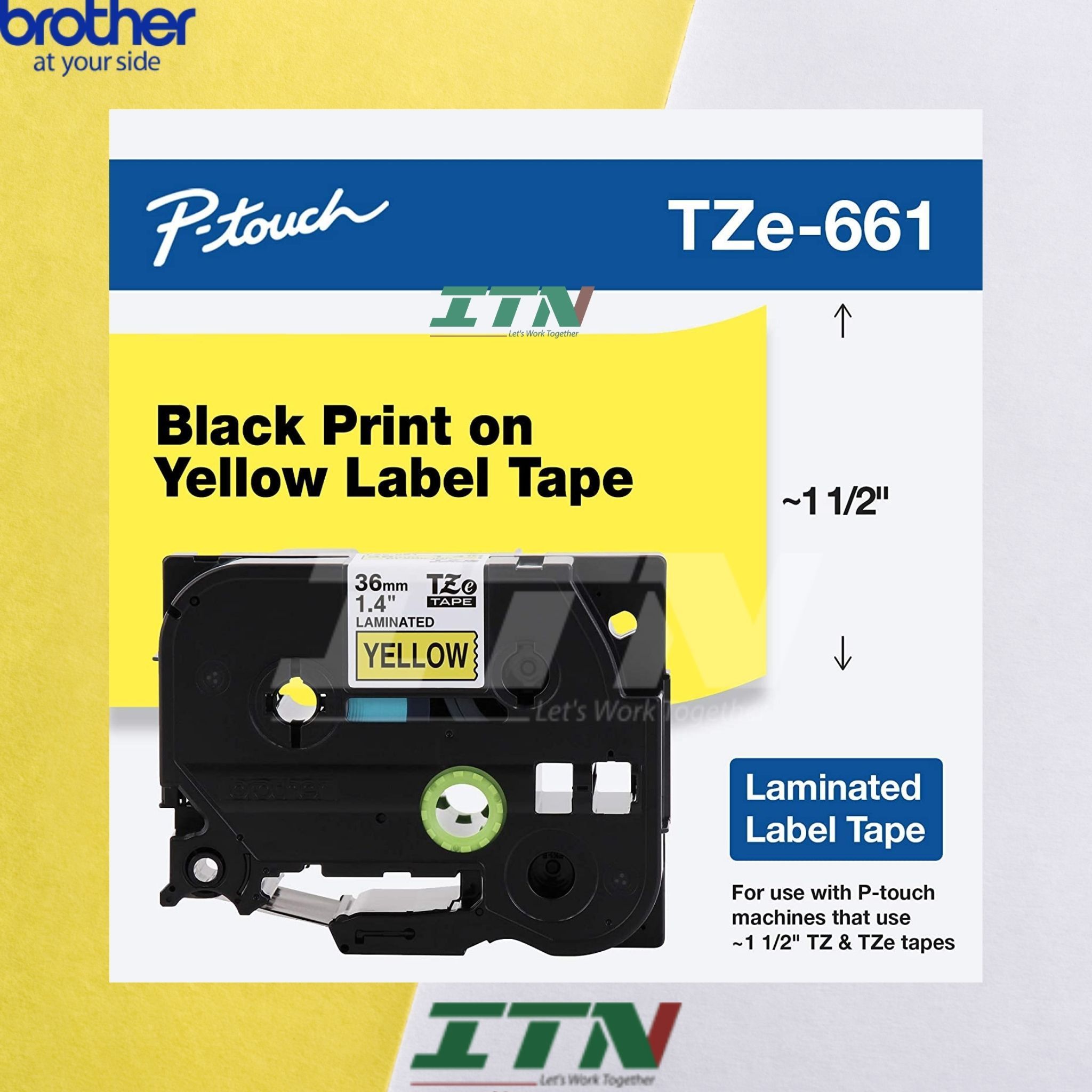 Nhãn in brother Tze-661 36mm chữ đen nền vàng – Công ty TNHH Thương Mại ITN