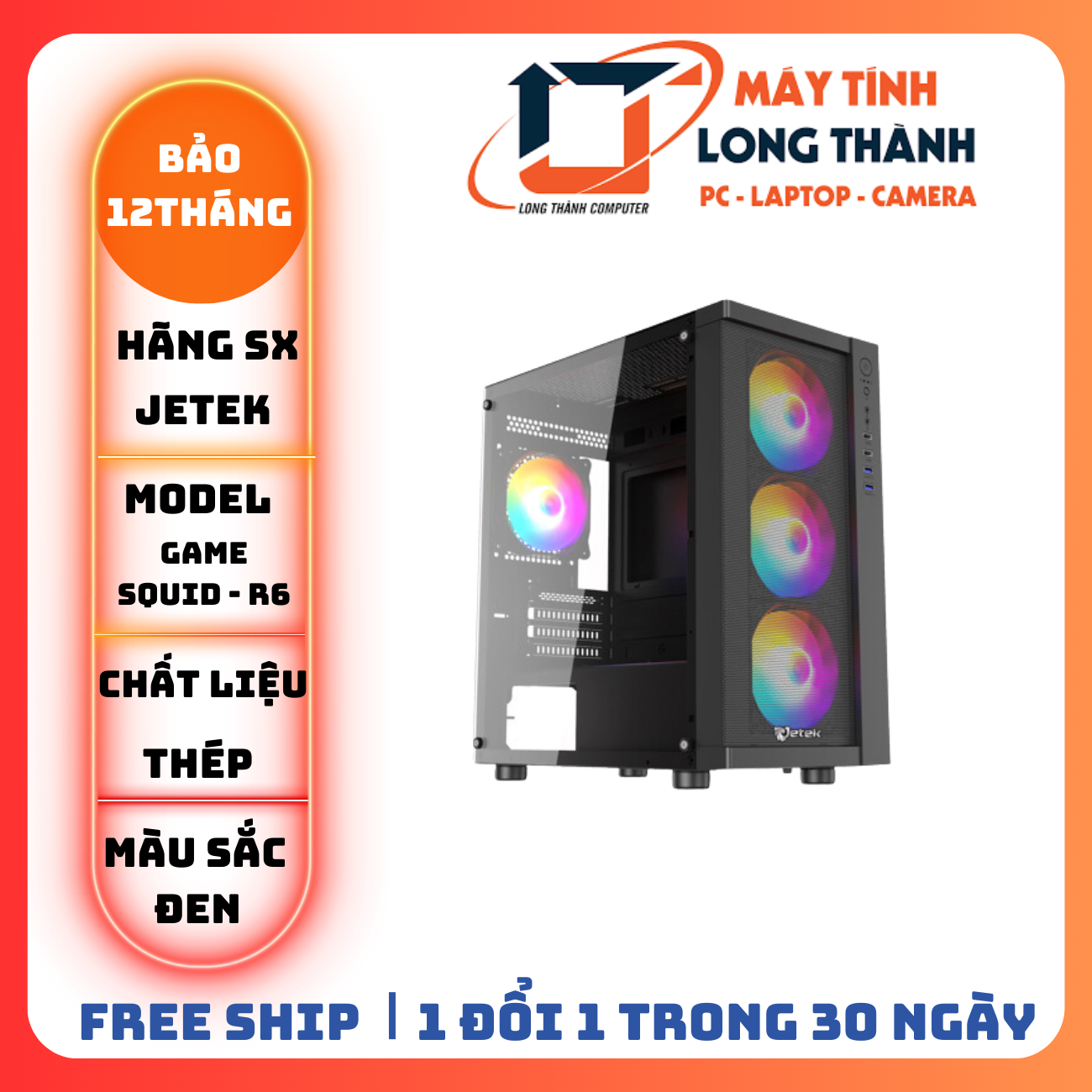 CASE JETEK GAME SQUID - R6 ( TẶNG KÈM 3 FAN RGB ) – Máy Tính Long Thành - Chuyên mua bán, sửa ...