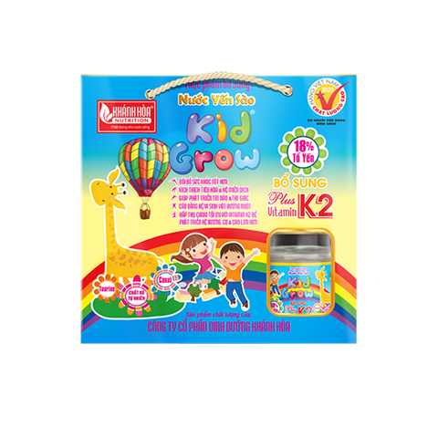 Nước yến sào Kidgrow 18% tổ yến bổ sung Vitamin K2, 70ml