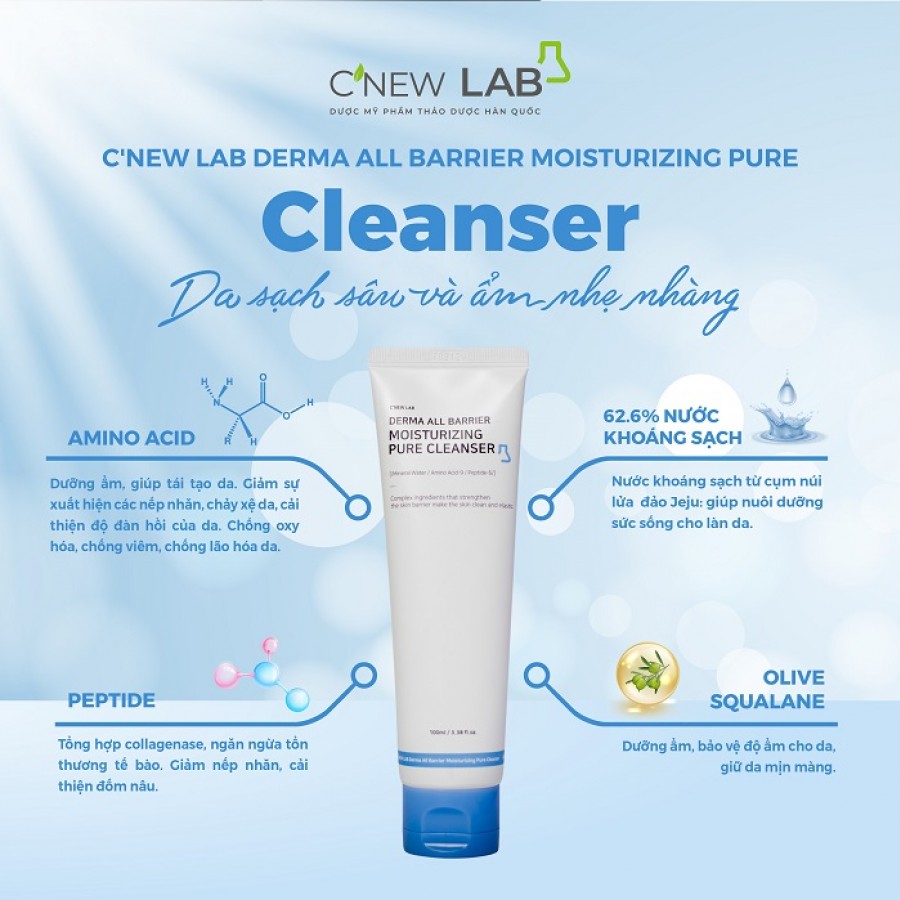 Sữa rửa mặt cấp ẩm C'New Lab xanh 100ml