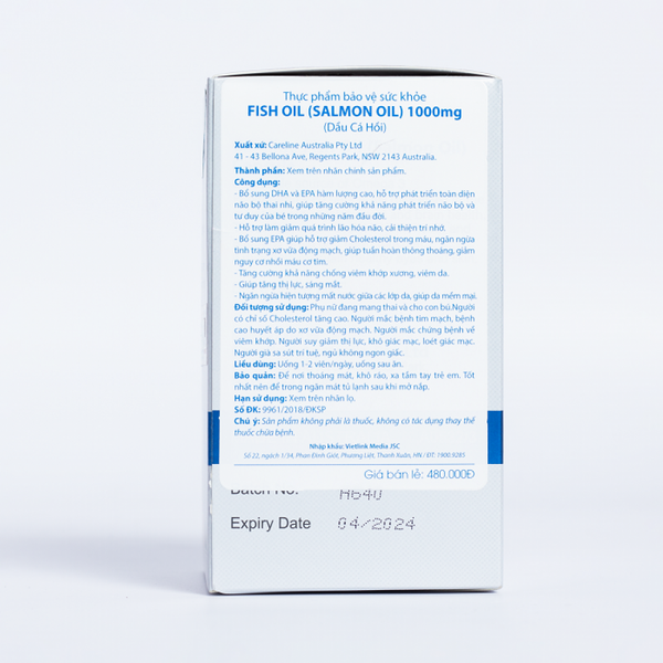 Dầu cá hồi Fish Oil Careline, 100v