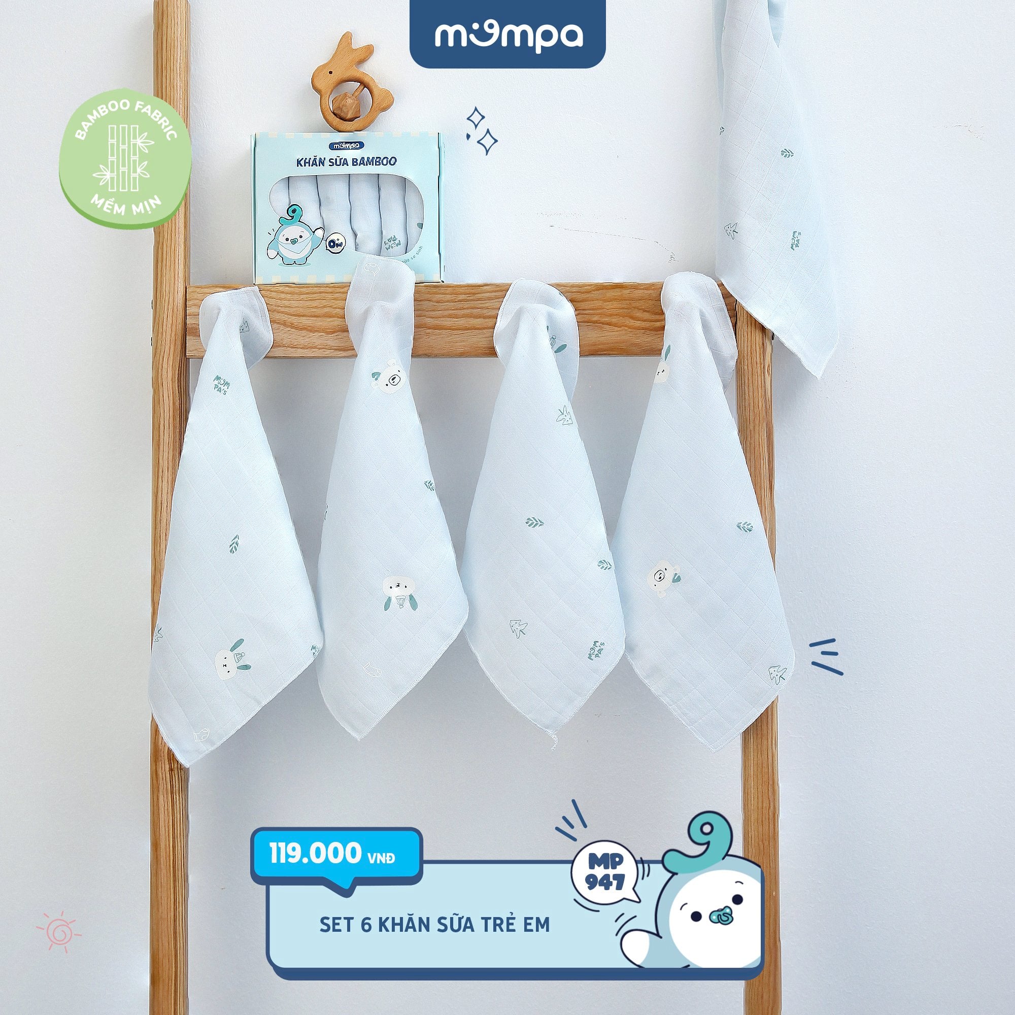 Khăn sữa cho bé Mompa, Set 6