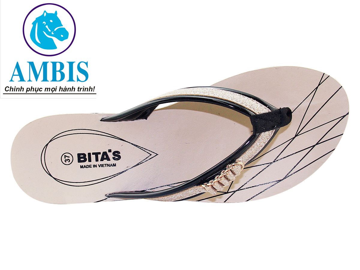 Dép lào (tông) nữ bitas DAN.105_ĐEN – Ambis - Giầy dép chính hãng