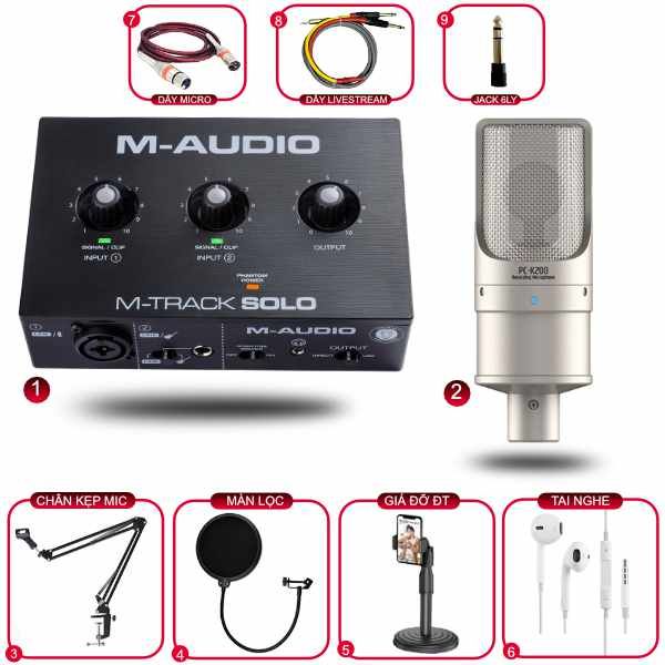 Combo Thu Âm M-Audio M-Track Solo và Micro Takstar PC K200 (K200 2nd G ...