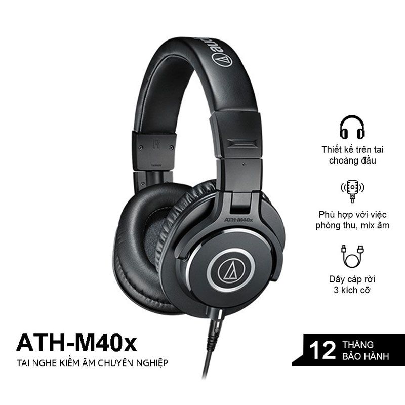 Headphone Audio Technica ATH-M40x tai nghe kiểm âm Closed back chính h ...