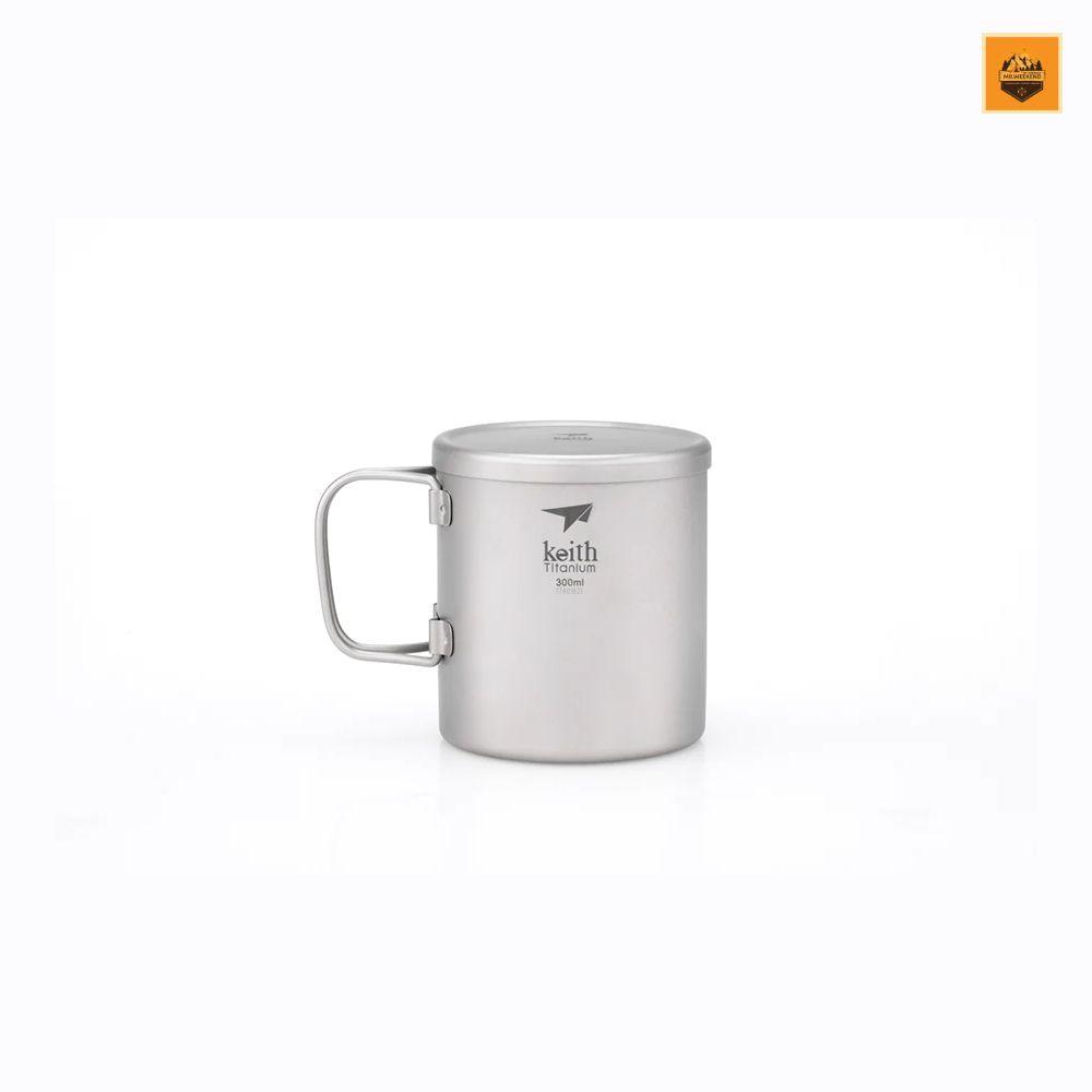 Ca Keith Double-Wall Titanium Mug with Folding Handle and Lid 300ml Ti ...