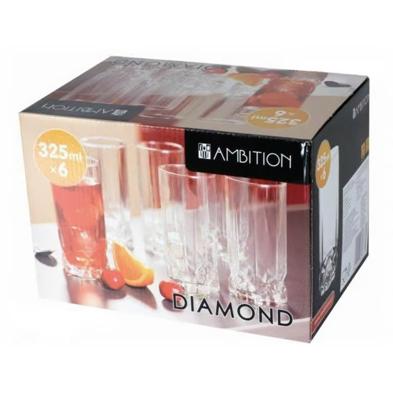 Bộ 6 ly Diamond cao 325ml Ambition – SDHome - Gia Dụng Nhập Khẩu
