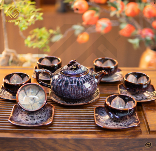 Bộ Ấm Chén Quả hồng Cẩm Lai Tím - Ấm chén Bát Tràng - Gốm sứ Luxury – SDHome - Gia Dụng Nhập Khẩu