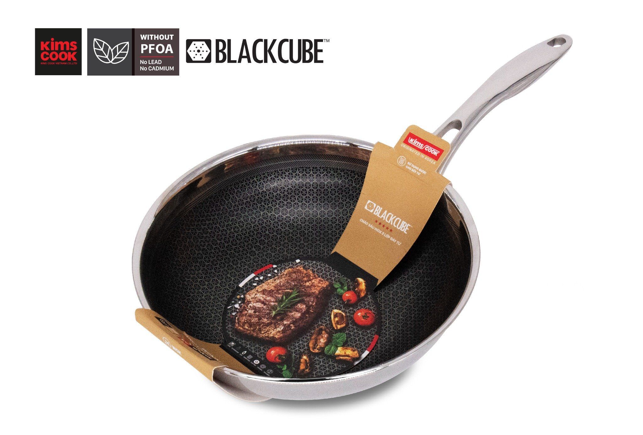 [SÂU 32CM] Chảo inox sâu lòng xào chống dính vân tổ ong Black Cube Kim ...