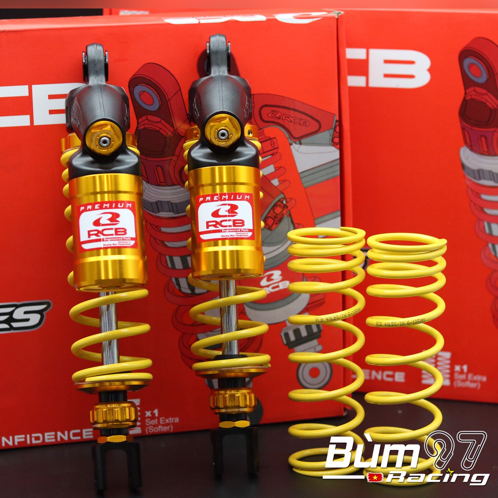 Phuộc RCB VD SIRIUS VÀNG 275mm TĂNG CHỈNH BÌNH DẦU TĂNG CHỈNH CHÂN PHU ...