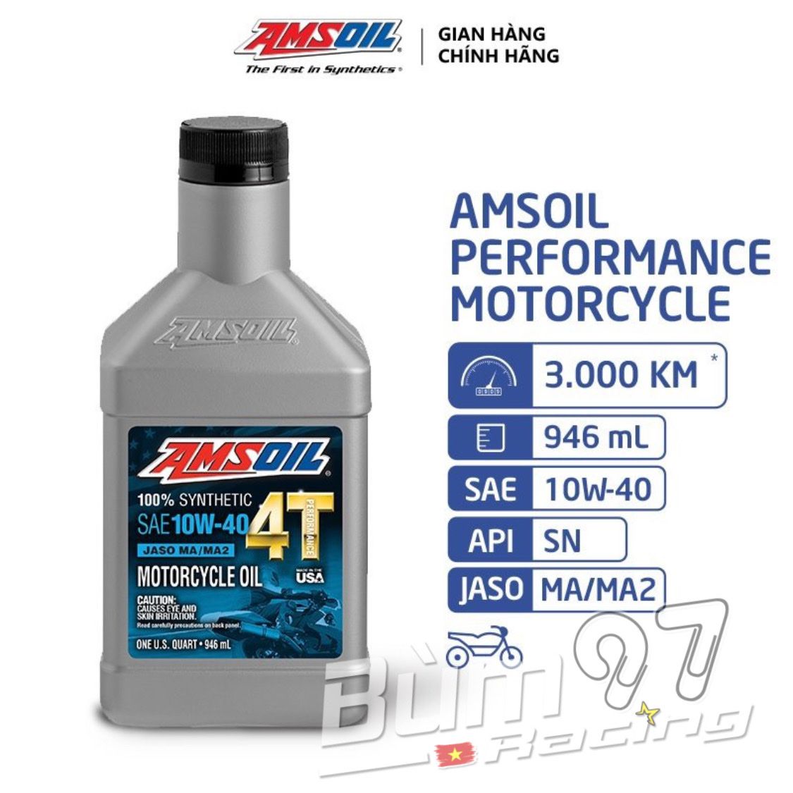 Nhớt AMSOIL SAE 10W40 4T – Bùm 97 Racing | Bùm TV
