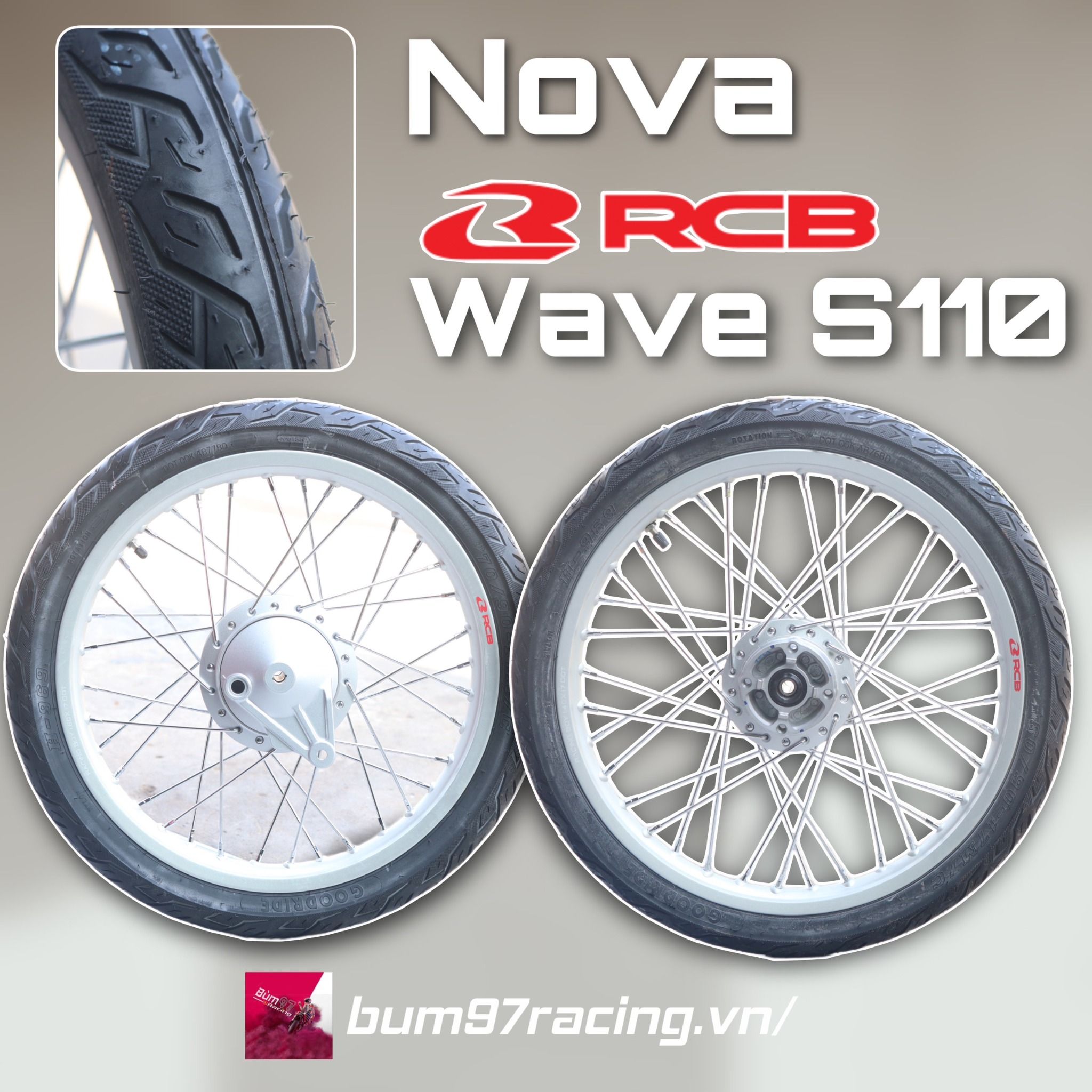 Combo Bánh Căm Wave 110 - Căm NOVA - Niềng RCB - Vỏ GoodRice – Bùm 97 ...
