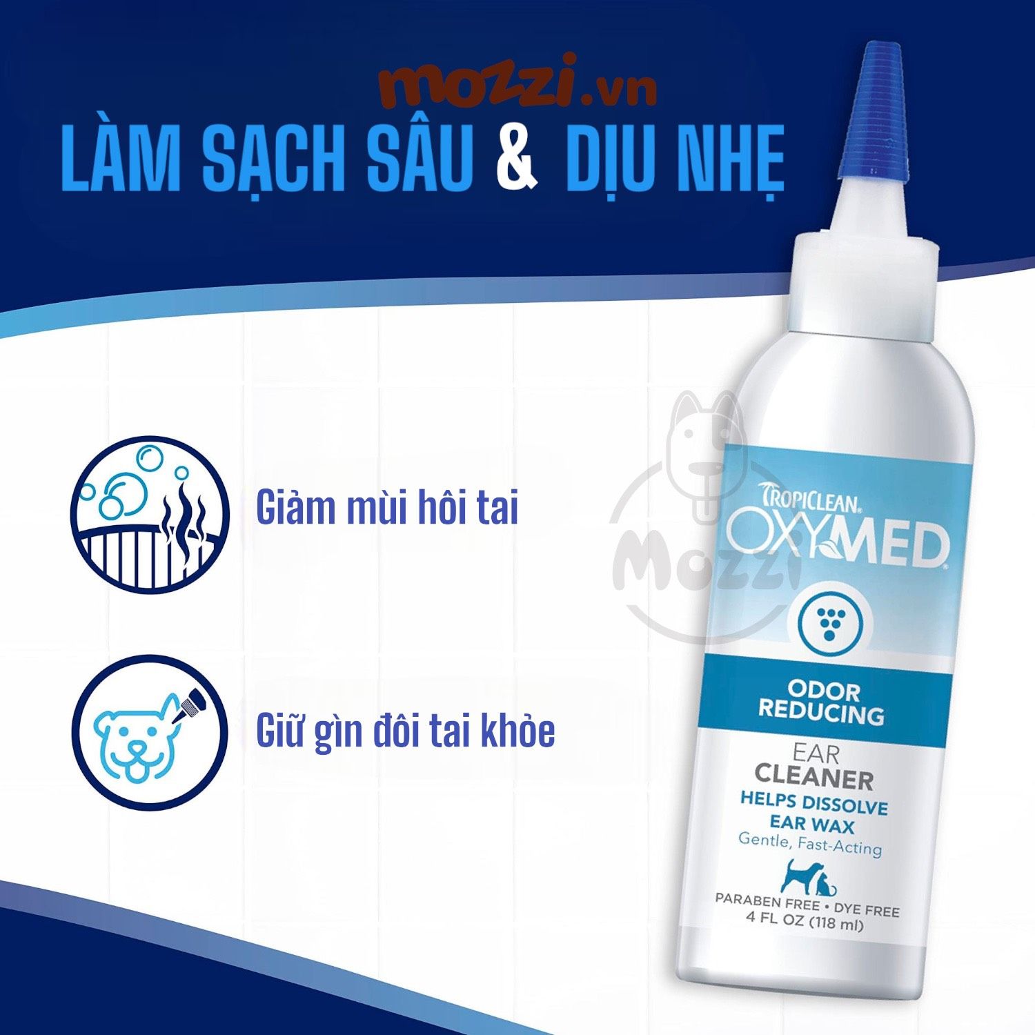 Tropiclean Oxymed Dung dịch vệ sinh tai cho chó mèo – Mozzi Pet Shop