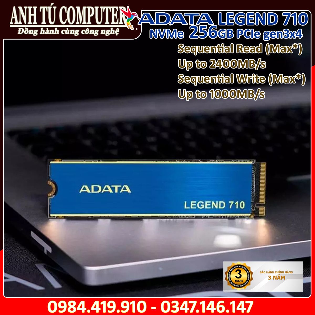 Ổ cứng SSD MVMe ADATA LEGEND 710 256GB PCIe Gen3x4 M.2 2280 – ANH TÚ ...