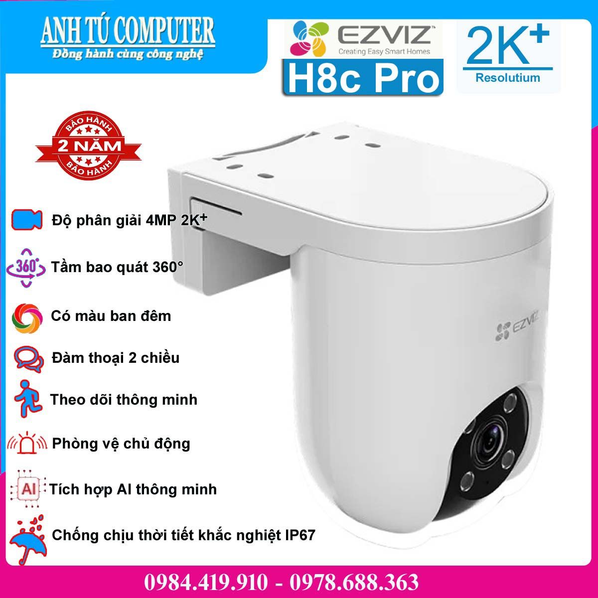 Camera WiFi EZVIZ H8C Pro 2K+ 4MP – ANH TÚ COMPUTER