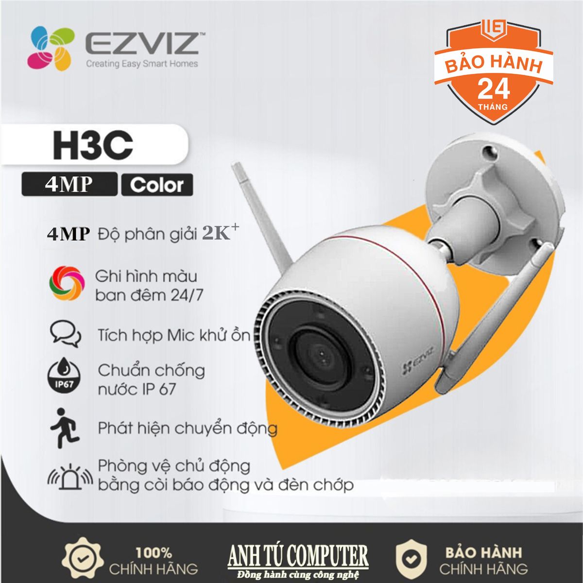 Camera WiFi Colorvu 4mp EZVIZ H3c 2K+ – ANH TÚ COMPUTER