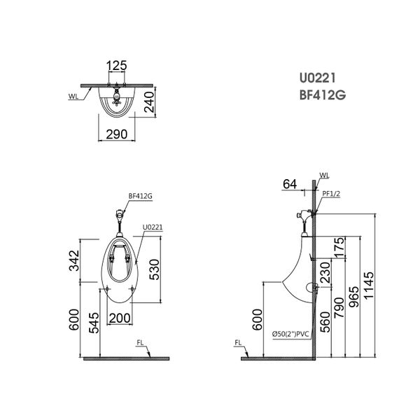 Bệ Tiểu Nam (Dạng Đứng) - U0296 – Caesar Eshop