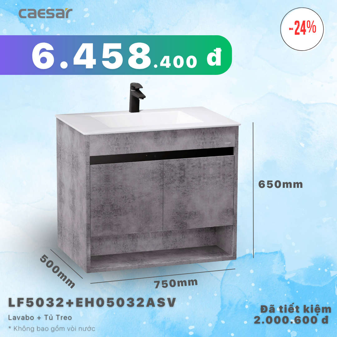 Khuyến mãi ưu đãi Lavabo + Tủ treo - LF5032 + EH05032ASV – Caesar Eshop